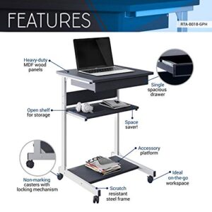 Techni Mobili RTA-B018-GPH06 Rolling Laptop Cart with Storage, Graphite