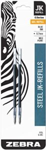 zebra pen g-301 stainless steel pen jk-refill, fine point, 0.7mm, blue ink, 2-count