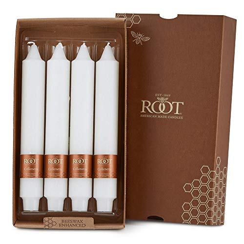 Root Candles 519147 Unscented Timberline Collenette 9-Inch Dinner Candles, 4-Count, White