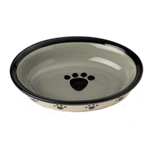 PetRageous 44247 Oval Metro Paws Stoneware Cat Bowl 6.25-Inch Wide and 1.5-Inch Tall Saucer with 1-Cup Capacity and Dishwasher and Microwave Safe for Small Dogs and Cats, Multicolored