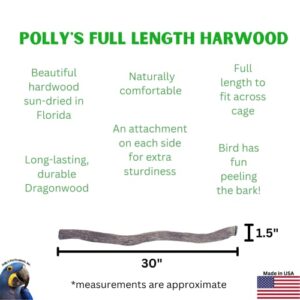 Polly's Full Length Hardwood Bird Perch, 30-Inch, Brown (50804)