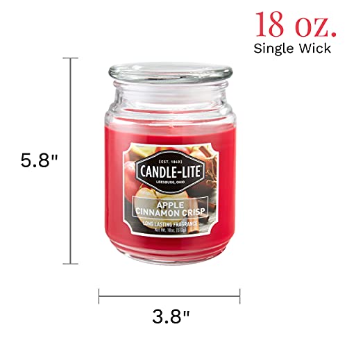 Candle-lite Scented, Apple Cinnamon Crisp Fragrance, One 18 oz. Single-Wick Aromatherapy Candle with 110 Hours of Burn Time, Red Color