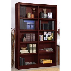 Traditional 72" Tall 10-Shelf Double Wide Wood Bookcase in Cherry