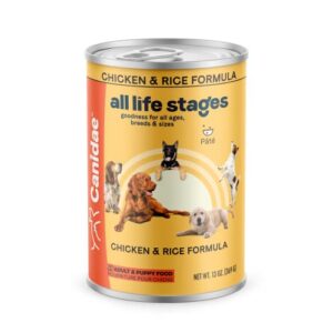 canidae all life stages premium wet dog food for all breeds, all ages, chicken & rice recipe, 13 oz. (case of 12)