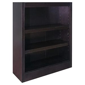 concepts in wood midas three shelf bookcase 36" h espresso finish