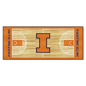 fanmats 8172 illinois illini basketball court runner rug - 30in. x 72in. | sports fan area rug