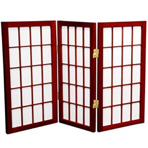 2 ft. short desktop window pane shoji screen - rosewood - 3 panels