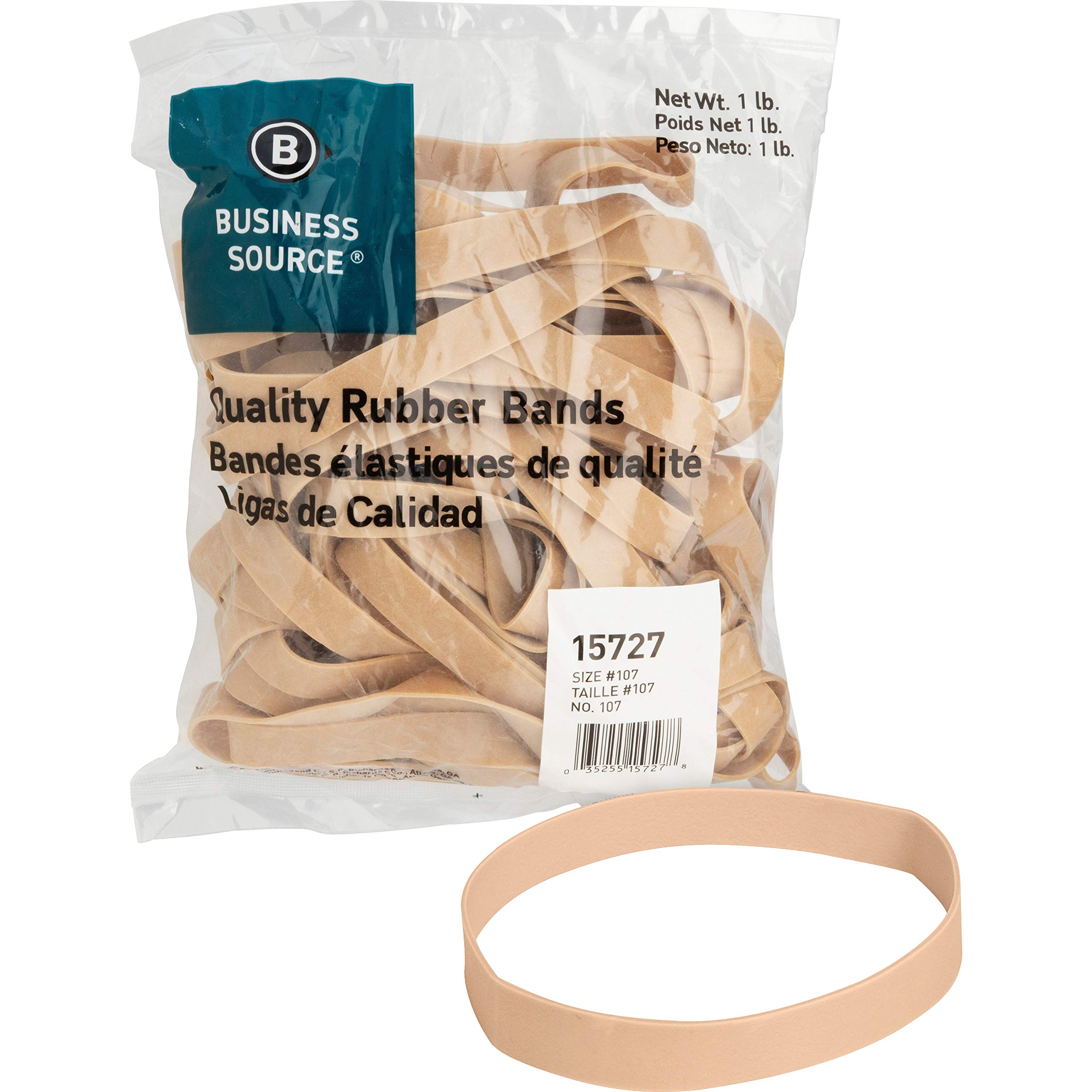 Business Source Size 107 Rubber Bands - 1 lb. Bag (15727), 40 Count , Crepe