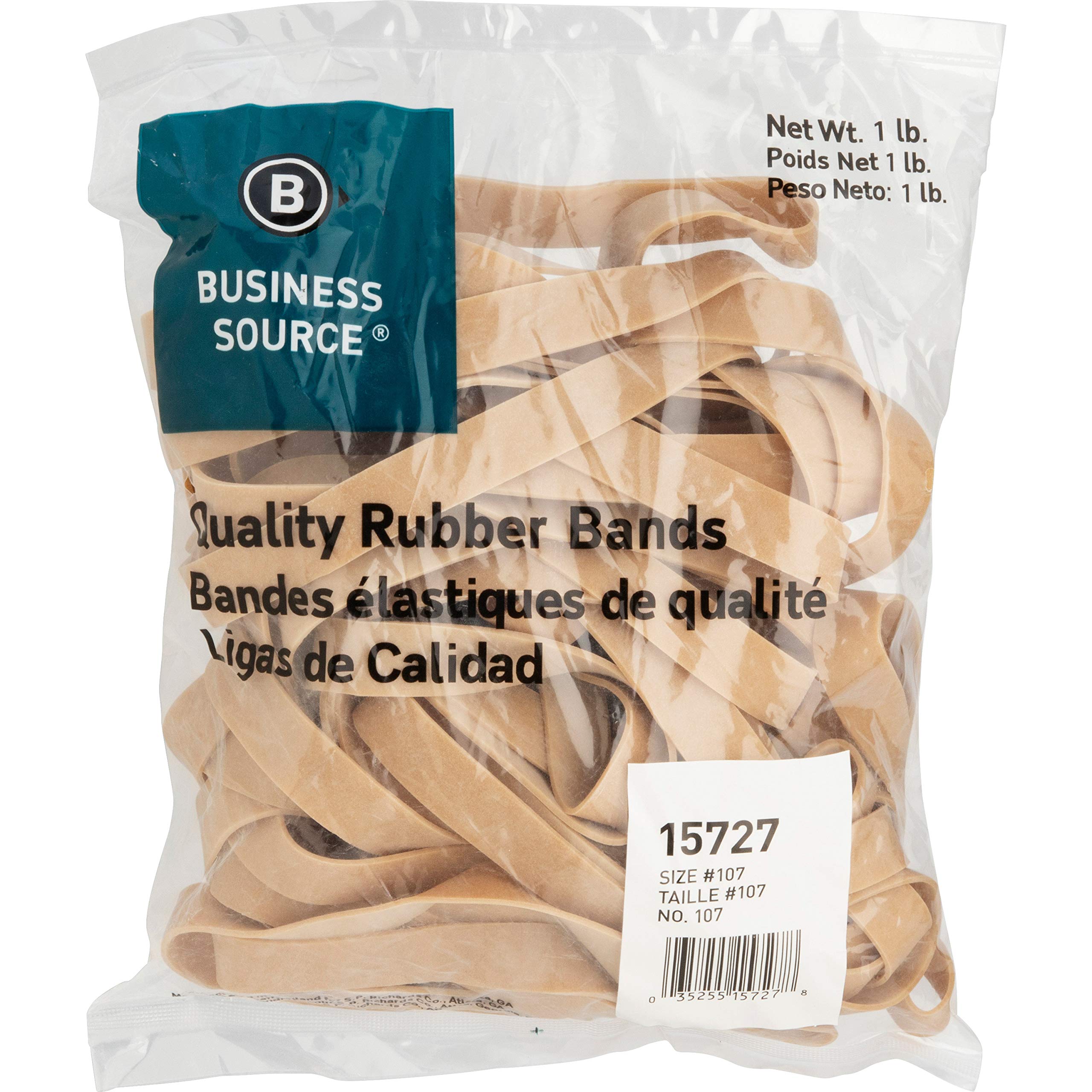 Business Source Size 107 Rubber Bands - 1 lb. Bag (15727), 40 Count , Crepe