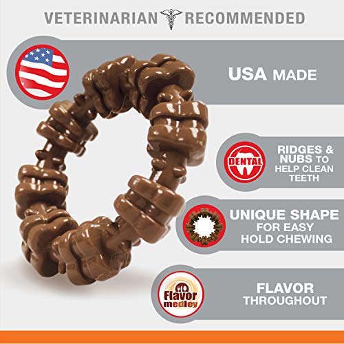 Nylabone Power Chew Textured Dog Chew Ring Toy - Tough and Durable Dog Chew Toy for Aggressive Chewers - Indestructible Dog Toys for Aggressive Chewers - Flavor Medley, X-Large/Souper (1 Count)