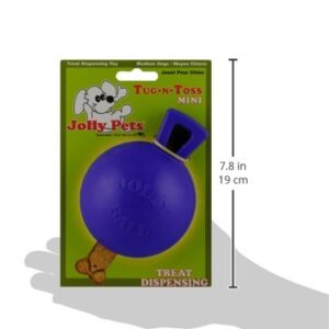 Jolly Pets Tug-n-Toss Heavy Duty Dog Toy Ball with Handle, 4 Inches/Petite, Blue (404 BL),Small Breeds