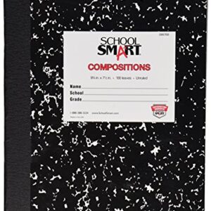 School Smart Hard Cover Composition Book, Unruled, 9-3/4 x 7-1/2 Inches, 100 sheets