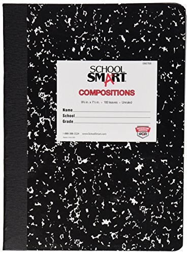 School Smart Hard Cover Composition Book, Unruled, 9-3/4 x 7-1/2 Inches, 100 sheets