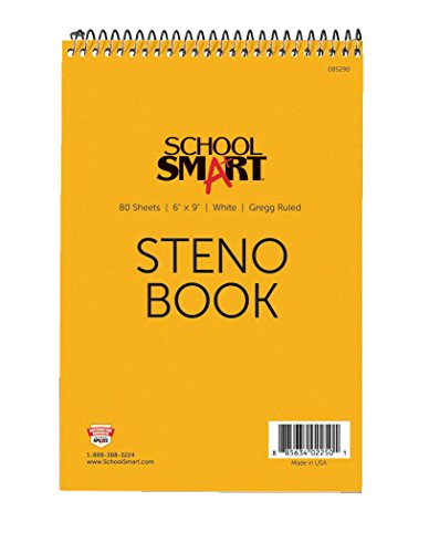 School Smart Gregg Ruled Steno Notebook, 6 X 9 in, 80 Sheets, White