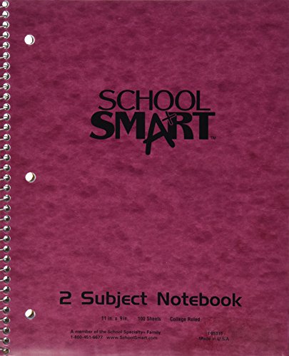 School Smart Spiral Perforated 2 Subject College Ruled Notebook, 11 x 8-1/2 Inches - 085315