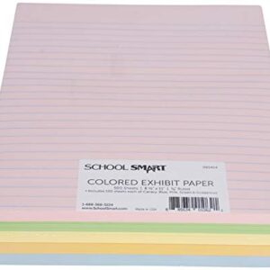 School Smart Ruled Exhibit Paper, 8-1/2 x 11 Inches, Assorted Colors, 500 Sheets - 085454