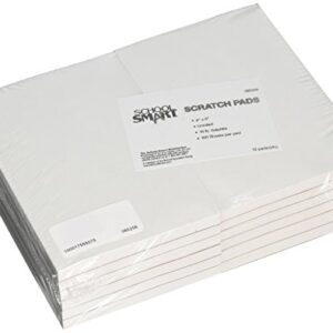 School Smart Scratch Pad with Chipboard Back, 4 X 6 in, 100 Sheets, White, Pack of 12