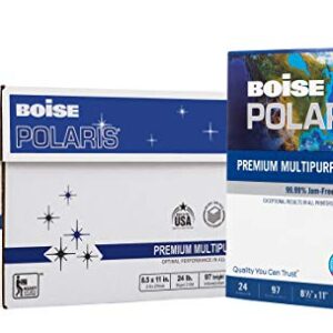 Boise Paper Premium Multipurpose Copy Paper | 8.5" x 11" Letter | 97 Bright White, 24 lb. | 10 Ream Carton (5,000 Sheets)