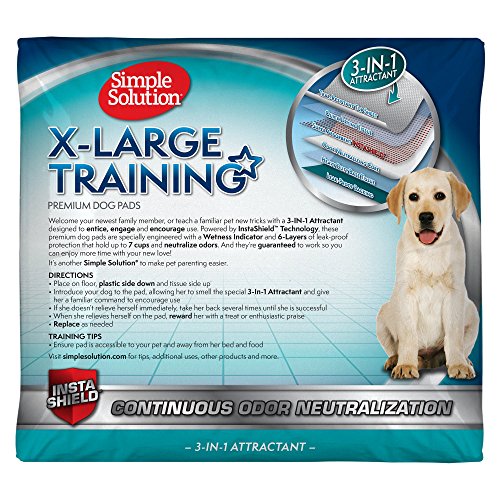 Simple Solution Extra Large Training Puppy Pads - 3 in 1 Attractant - Absorbs Up to & Cups of Liquid - 28x30in - 50 Count