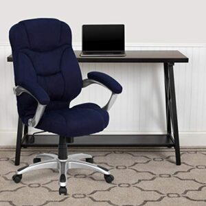 Flash Furniture Jessie High Back Navy Blue Microfiber Contemporary Executive Swivel Ergonomic Office Chair with Arms