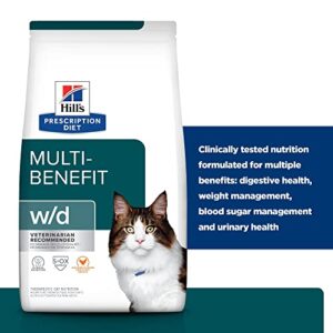 Hill's Prescription Diet w/d Multi-Benefit Digestive/Weight/Glucose/Urinary Management Chicken Flavor Dry Cat Food, Veterinary Diet, 8.5 lb. Bag