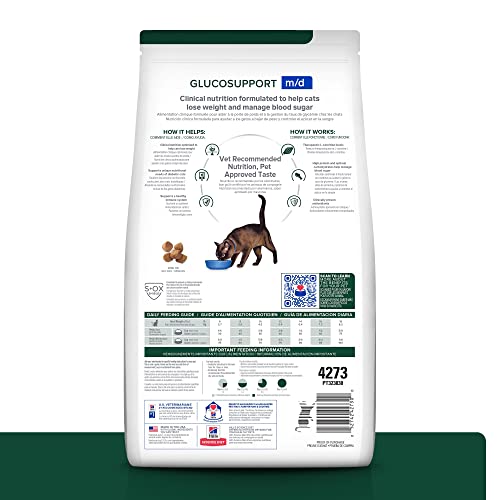 Hill's Prescription Diet m/d GlucoSupport Chicken Flavor Dry Cat Food, Veterinary Diet, 4 lb. Bag