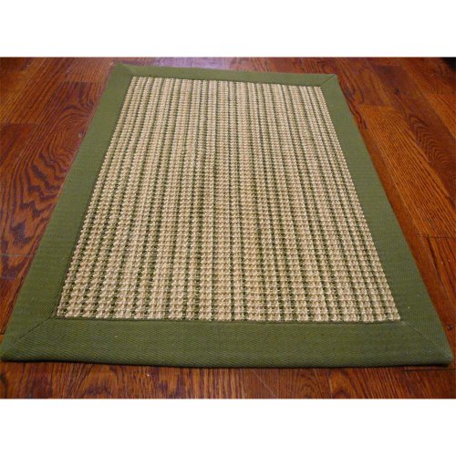 SAFAVIEH Natural Fiber Collection Runner Rug - 2'6" x 8', Green & Green, Border Stripe Sisal Design, Easy Care, Ideal for High Traffic Areas in Living Room, Bedroom (NF442A)