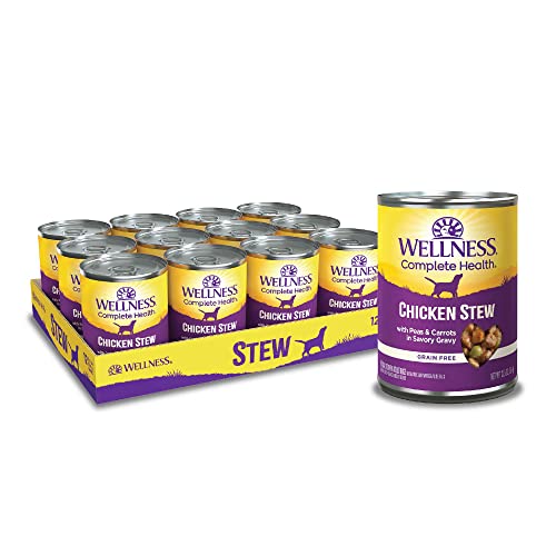 Wellness Thick & Chunky Natural Grain Free Canned Dog Food, Chicken Stew, 12.5-Ounce Can (Pack of 12)