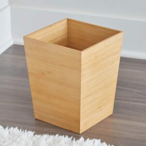 iDesign Formbu Wood Wastebasket, Small Square Trash Can for Bathroom, Bedroom, Dorm, College, Office, 8.5" x 8.5" x 10", Bamboo