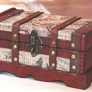 Vintiquewise Old World Map Wooden Small Trunk