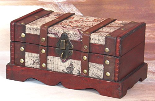 Vintiquewise Old World Map Wooden Small Trunk