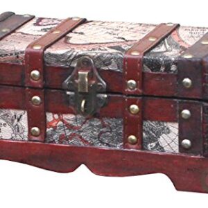 Vintiquewise Old World Map Wooden Small Trunk