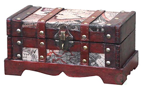 Vintiquewise Old World Map Wooden Small Trunk