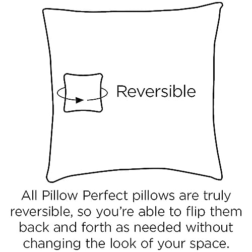 Pillow Perfect Damask Outdoor Throw Accent Pillow, Plush Fill, Weather, and Fade Resistant, Large Lumbar - 16.5" x 24.5", Black/Ivory Essence, 2 Count