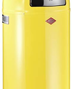 Wesco Pushboy-German Made-Push Door Trash Can, Powder Coated Steel, 13.2 Gallon / 50L, Lemon Yellow