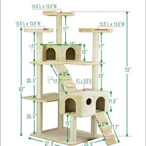 Go Pet Club Cat Tree, 50W x 26L x 72H, Beige