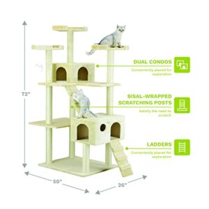 Go Pet Club Cat Tree, 50W x 26L x 72H, Beige