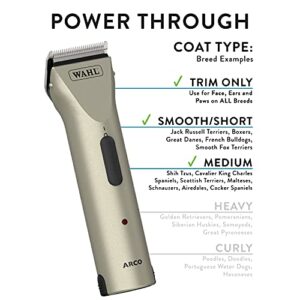 WAHL Professional Animal Arco Pet, Dog, Cat, and Horse Cordless Clipper Kit, Champagne (8786-452)