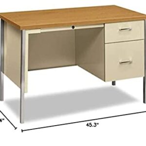 HON The Company, Right Single Pedestal Desk, Harvest/Putty