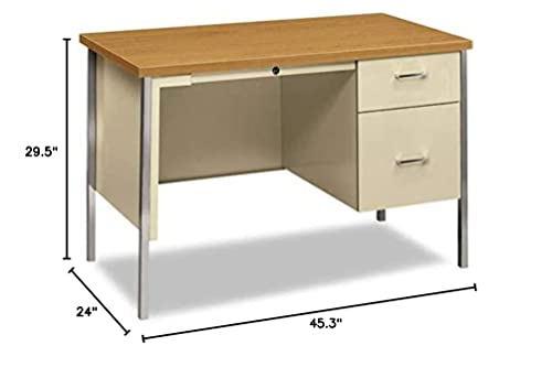 HON The Company, Right Single Pedestal Desk, Harvest/Putty