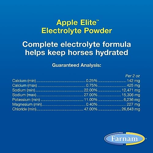 Farnam Apple Elite Horse Electrolyte Powder, Replaces minerals lost in sweat during exercise, extreme weather & stressful conditions, 5 lb., 40 day supply