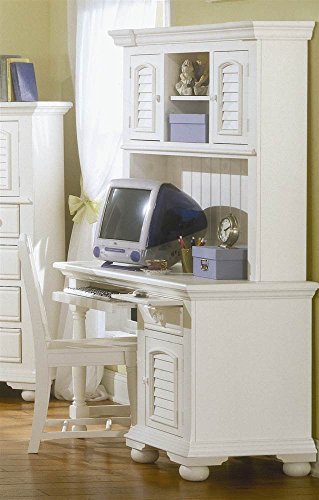 American Woodcrafters Computer Desk with Bun Feet in Eggshell White Finish