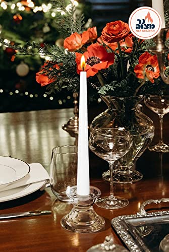 Classic White Taper Candles – 8 Inch – 30 Bulk Pack – for Shabbat, Dinner Tables, Restaurants, Ceremonies and Emergency - 7 Hour Burn Time