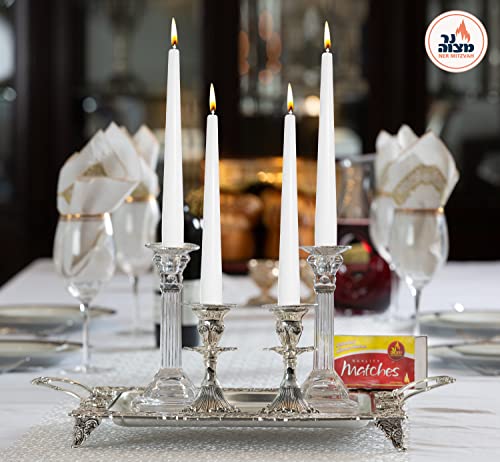 Classic White Taper Candles – 8 Inch – 30 Bulk Pack – for Shabbat, Dinner Tables, Restaurants, Ceremonies and Emergency - 7 Hour Burn Time