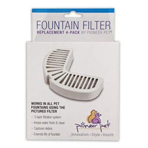 Pioneer Pet Water Fountain Replacement Filters – 4 Pack - fits Raindrop Stainless Steel and Big Max Ceramic Fountains – Easy to Change, Carbon Water Filter (3014)