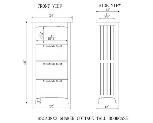 Alaterre Shaker Cottage Bookcase, Four Shelf, Ivory