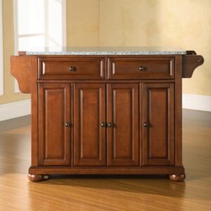 Crosley Furniture Alexandria Kitchen Island with Solid Grey Granite Top, Classic Cherry