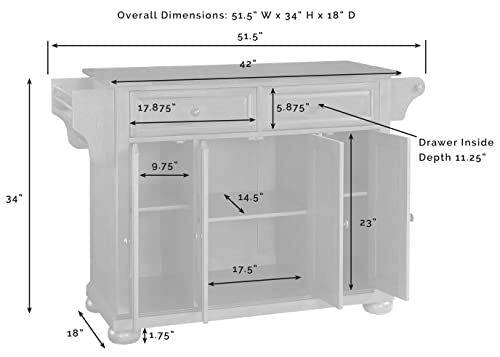 Crosley Furniture Alexandria Kitchen Island with Solid Grey Granite Top, Classic Cherry