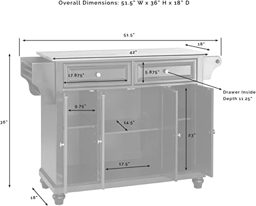 Crosley Furniture Cambridge Kitchen Island with Natural Wood Top - White