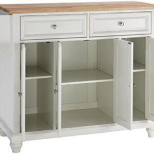 Crosley Furniture Cambridge Kitchen Island with Natural Wood Top - White